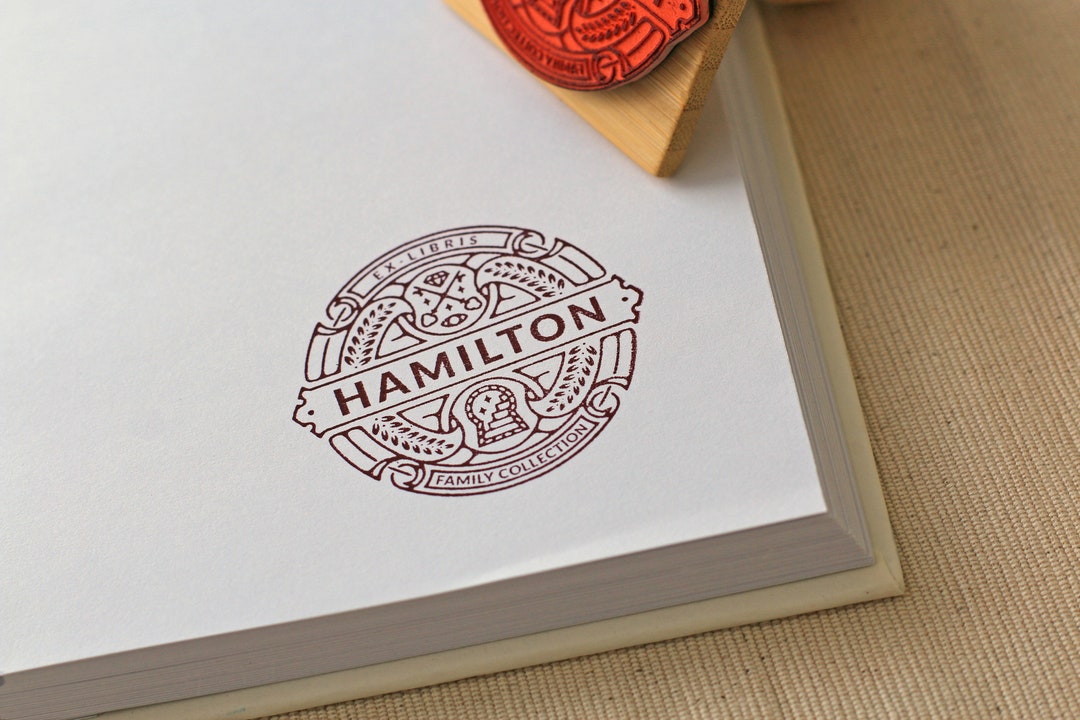 Custom Ex Libris Book Stamp, Family Library Stamp, Personalized Library ...