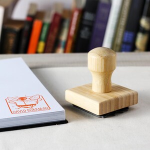 Custom Ex Libris Bee Reading Book Stamp, Personalized Library Rubber ...