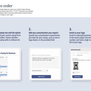 Custom Logo Stamp for Business, Coffee Cup Stamp, Small Business Rubber ...