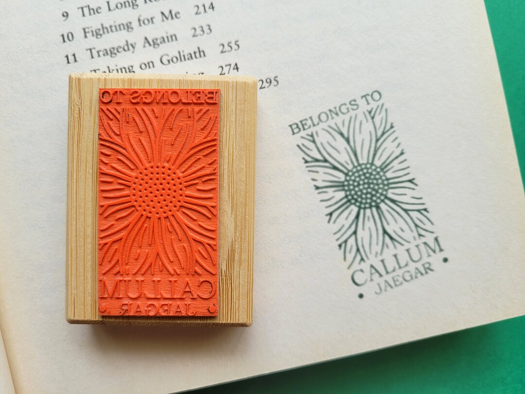 Custom Ex Libris Book Stamp, Sunflower Personal Stamp, Personalized ...