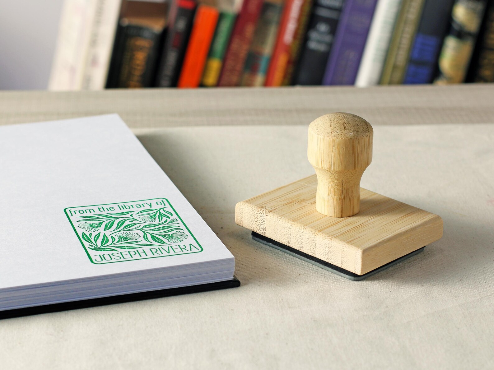 Custom Botanical Print Book Stamp, Vintage Floral Personalized Library ...