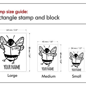 Custom Ex Libris Bee Reading Book Stamp, Personalized Library Rubber ...