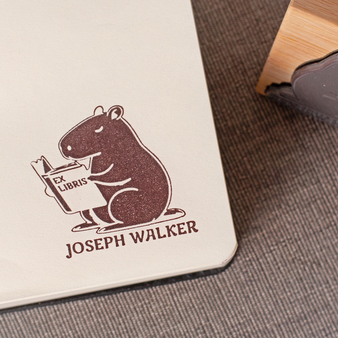 Custom Ex Libris Capybara Book Stamp: Personalized Library Stamp - Etsy