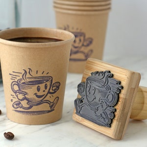 Custom Logo Stamp for Business, Coffee Cup Stamp, Small Business Rubber ...