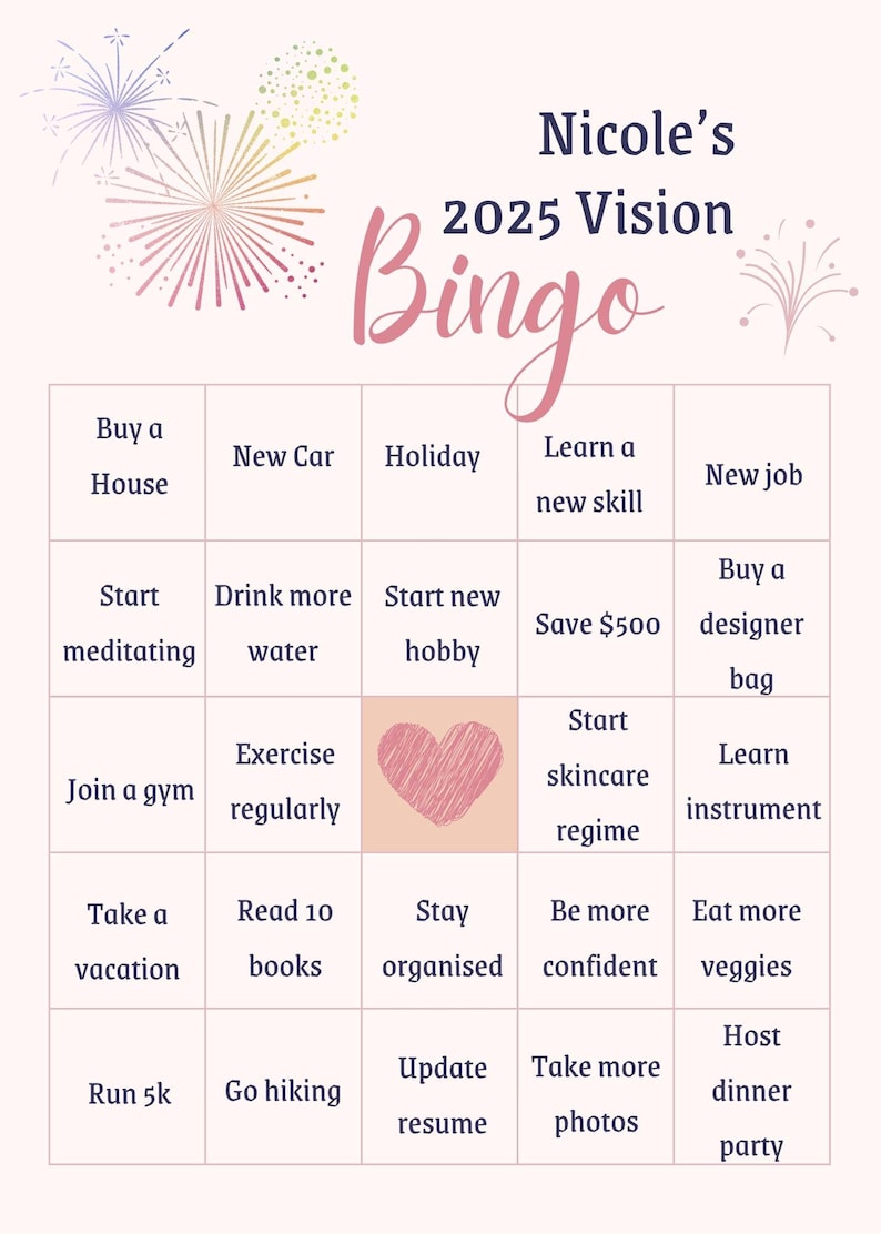 2025 Vision Bingo Card Canva Template: Goal Planner (digital Download ...