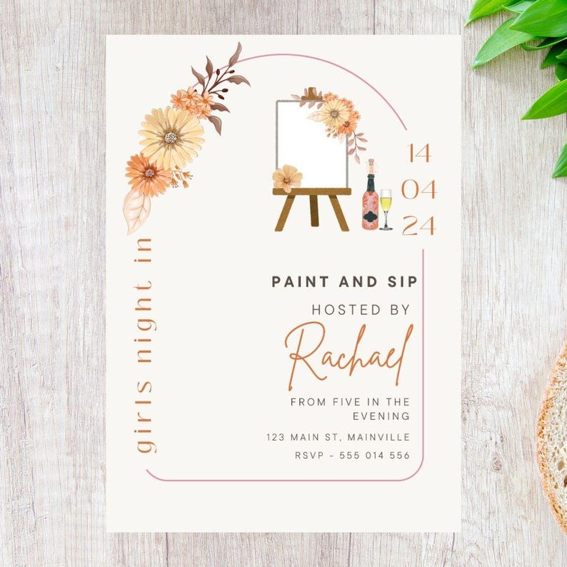 Girls Night in Invitation | Canva Template | Paint and Sip Girls Night ...