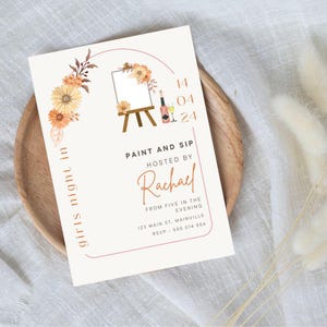 Girls Night in Invitation | Canva Template | Paint and Sip Girls Night ...