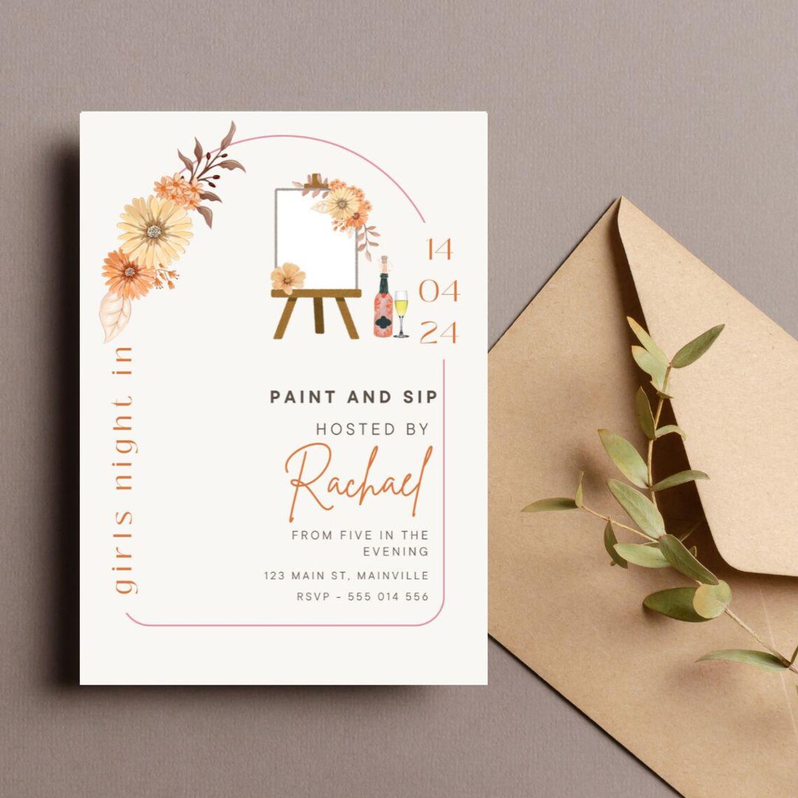 Girls Night in Invitation | Canva Template | Paint and Sip Girls Night ...