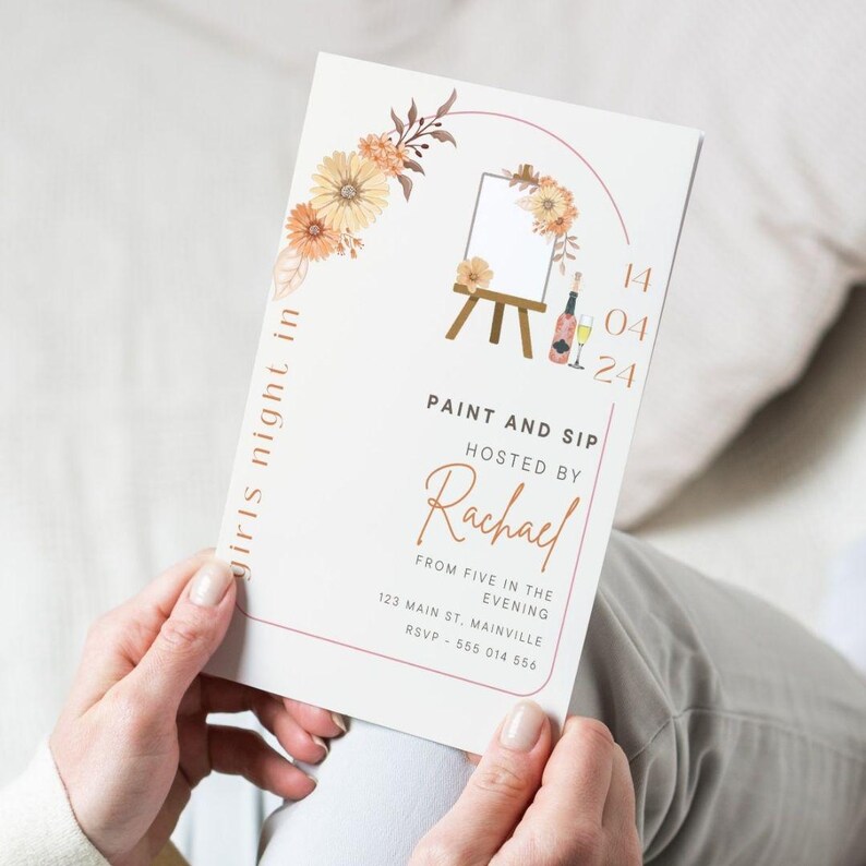 Girls Night in Invitation | Canva Template | Paint and Sip Girls Night ...