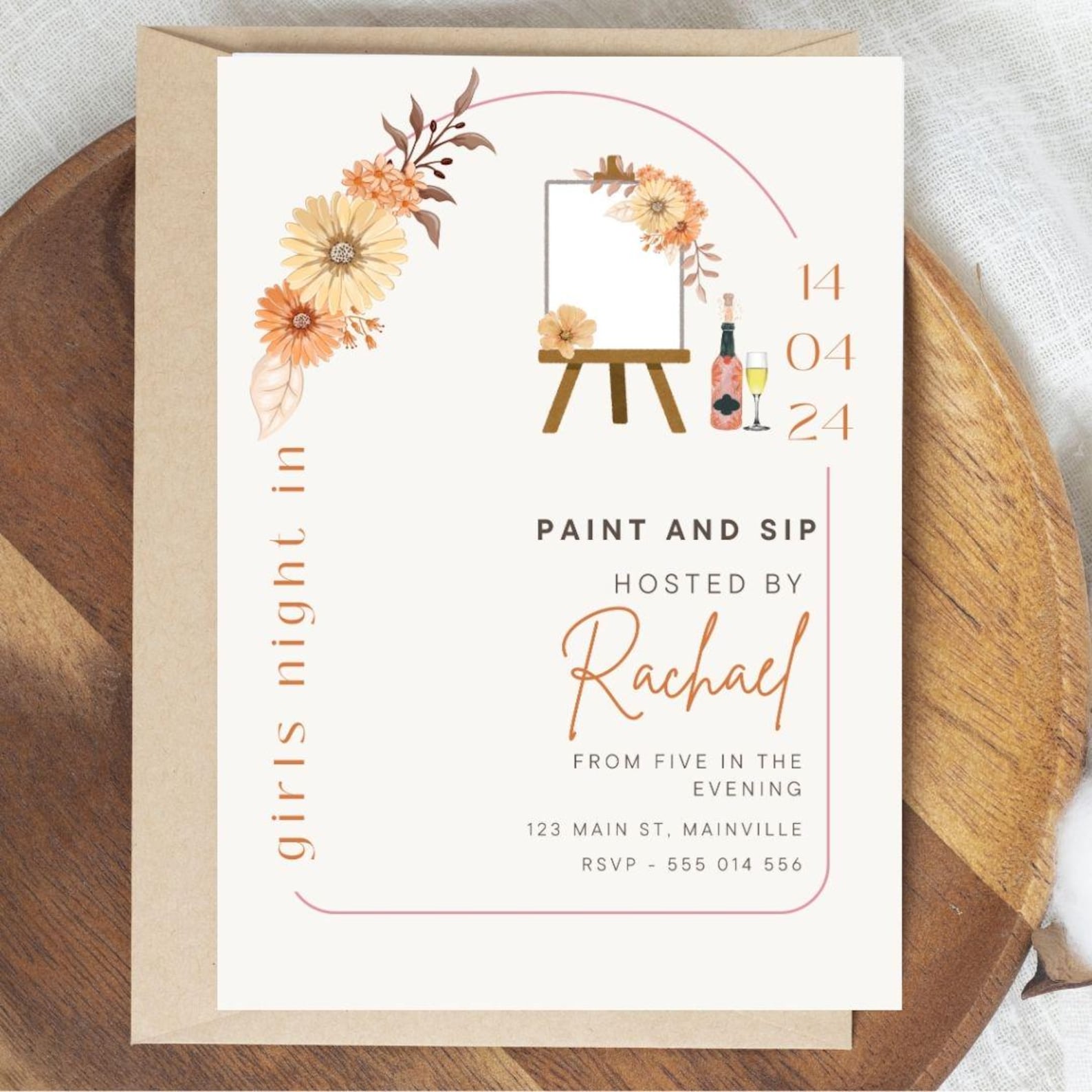 Girls Night in Invitation | Canva Template | Paint and Sip Girls Night ...