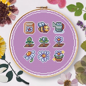 Daisy Cross Stitch Pattern, Gardening Pixel Art (PDF Pattern) - Etsy