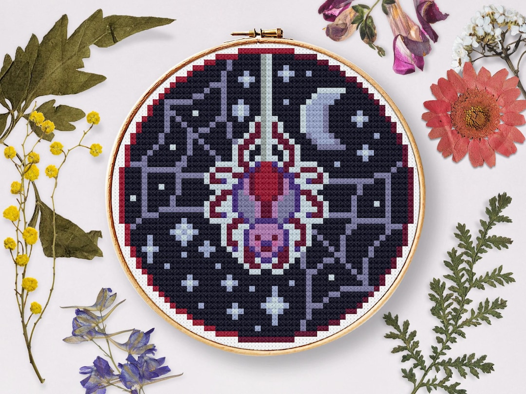 Spider Night Cross Stitch Pattern, Cross Stitch Art, Halloween Cross ...