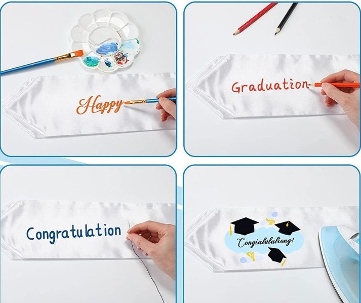 DIY Graduation Stole White Satin Polyester Sublimation Blanks Stole ...