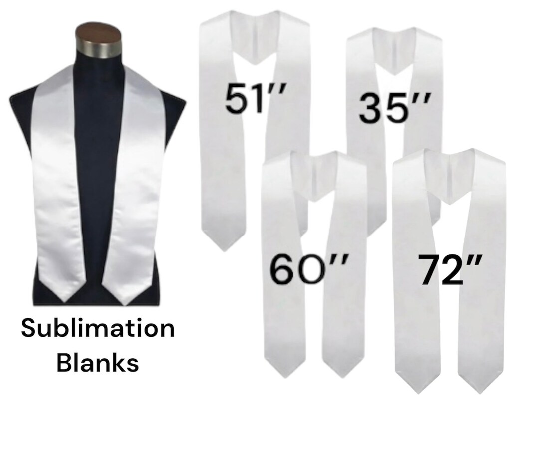 DIY Graduation Stole - White Satin Polyester Sublimation Blanks Stole ...