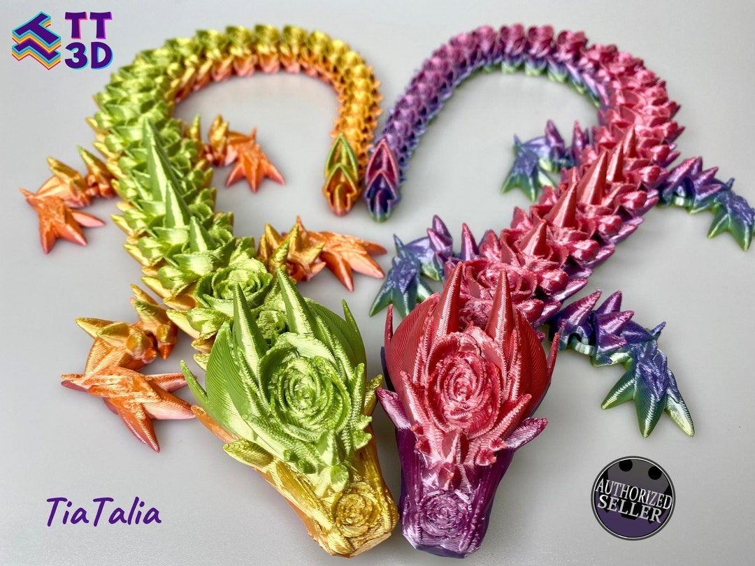 Rose Dragon - 3D Printed, Articulated - Etsy