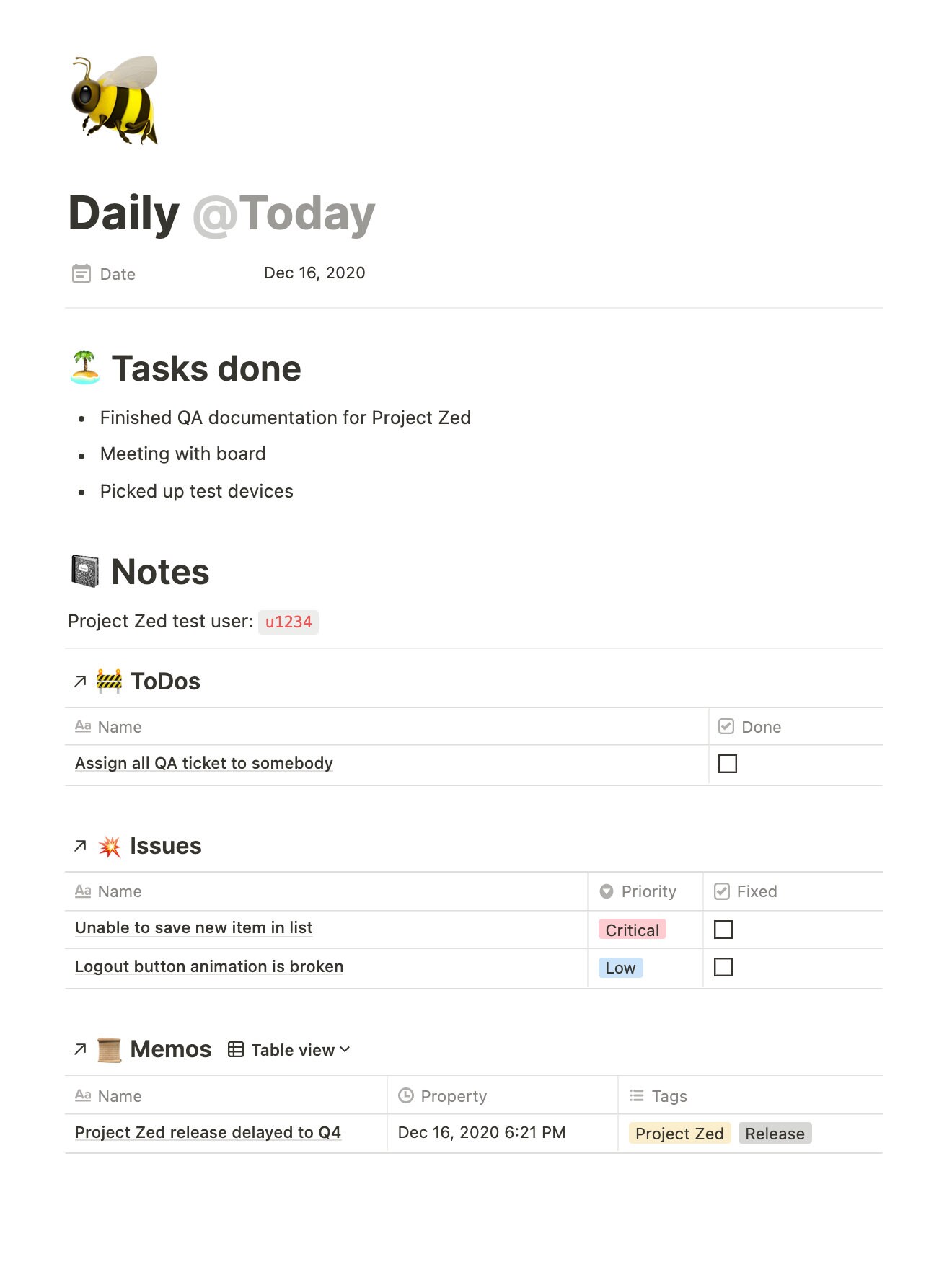 Notion Daily Worklog Template for Programmers, QA, Managers - Etsy