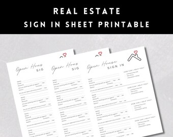 Open House Sign in Sheet Editable Printable, Realtor Open House Sheet ...