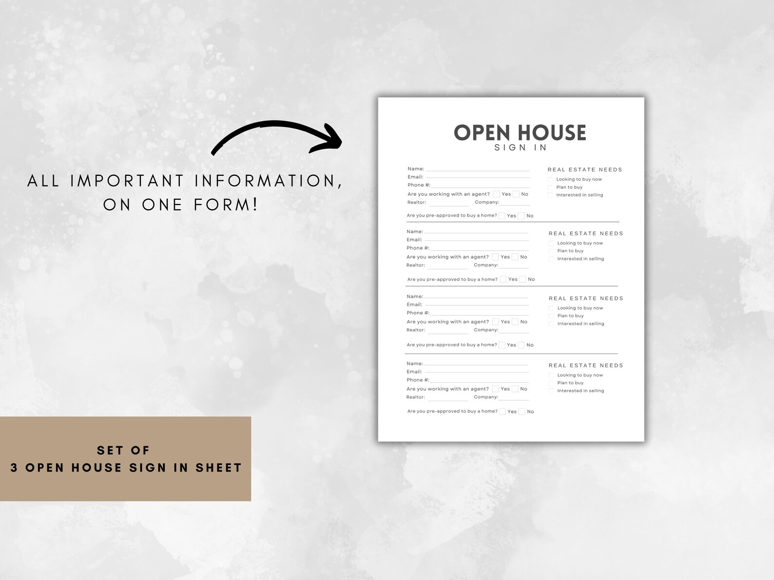 Open House Sign in Sheet Editable Printable, Realtor Open House Sheet ...