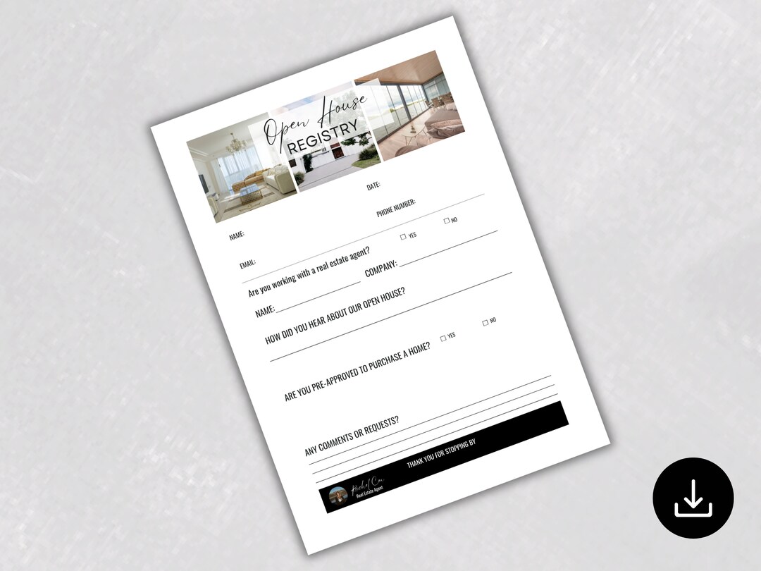 Open House Registry Sheet, Realtor Open House Sheet, Real Estate ...