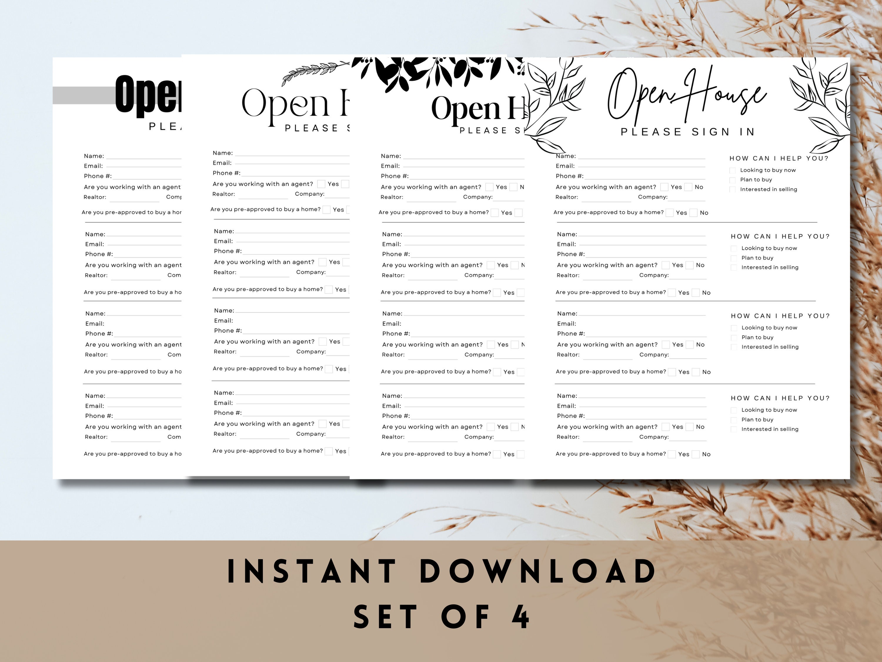 Open House Sign in Sheet Bundle, Realtor Open House Sheet, Marketing ...