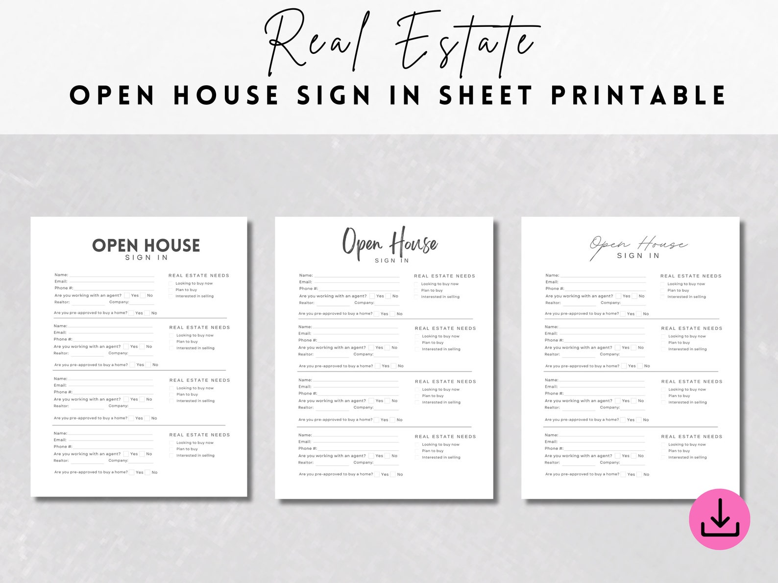 Open House Sign in Sheet Editable Printable, Realtor Open House Sheet ...