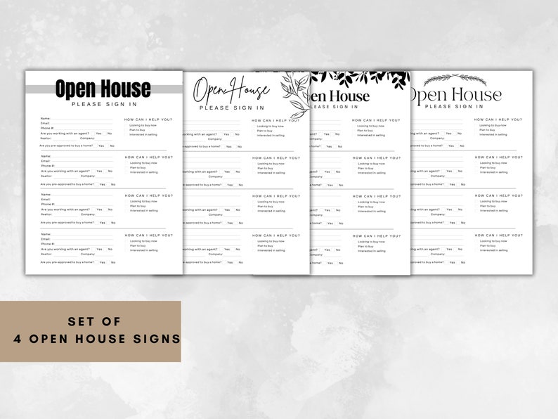 Realtor Open House Printable Bundle, Sign in Sheet, Open House Flyer ...