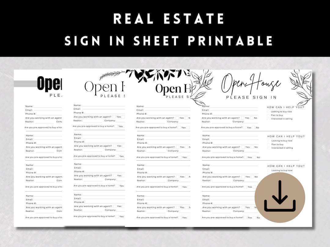 Open House Sign in Sheet Bundle, Realtor Open House Sheet, Marketing ...