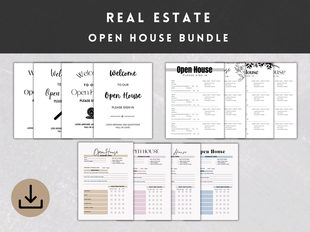 Realtor Open House Printable Bundle, Sign in Sheet, Open House Flyer ...