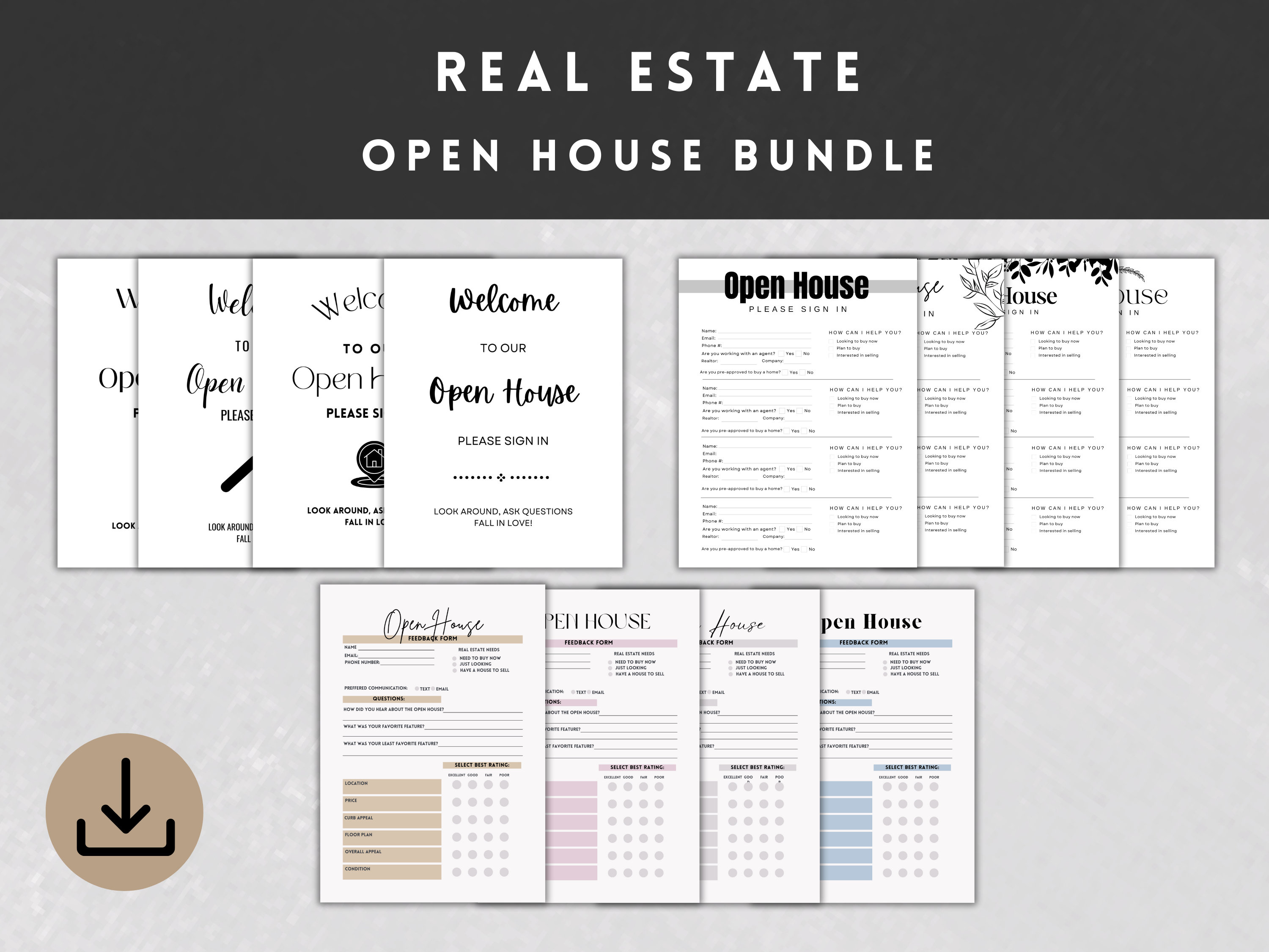 Realtor Open House Printable Bundle, Sign in Sheet, Open House Flyer ...