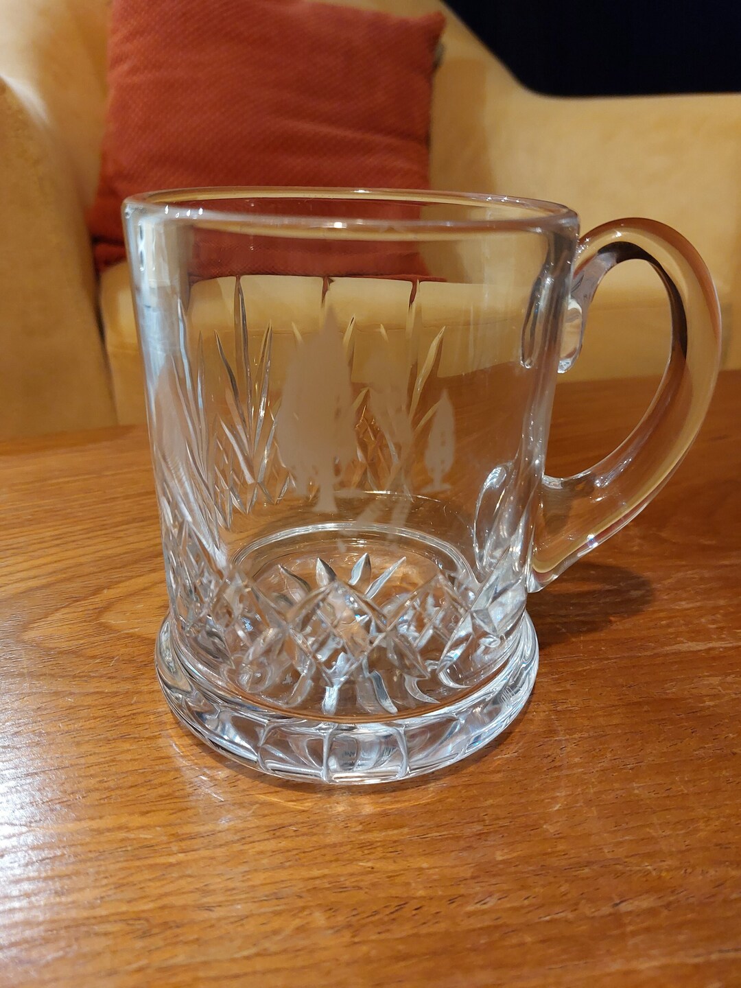Vintage Cut Glass Golfers Tankard. Quality Lead Crystal Etched Golfer ...
