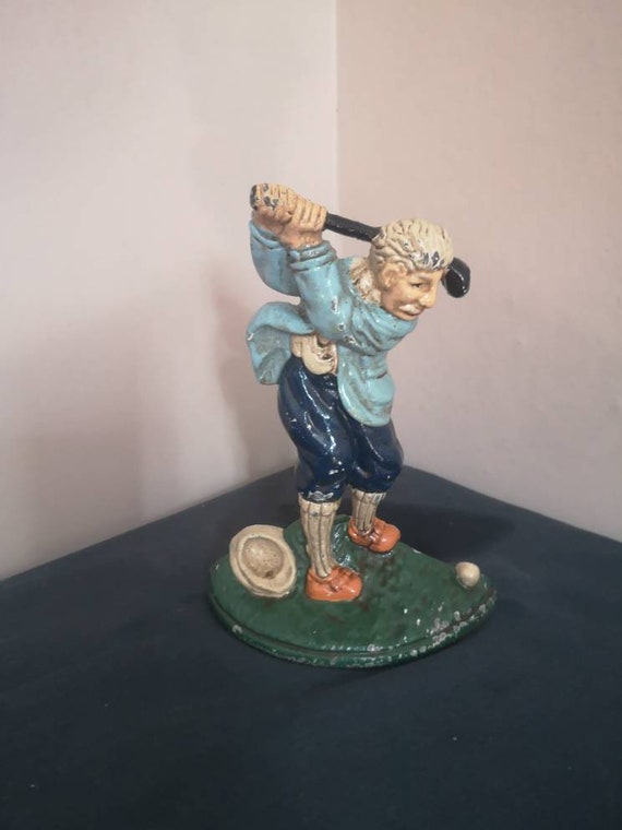 Vintage Cast Iron Golf Figure Doorstop. Golf Collectable. | Etsy