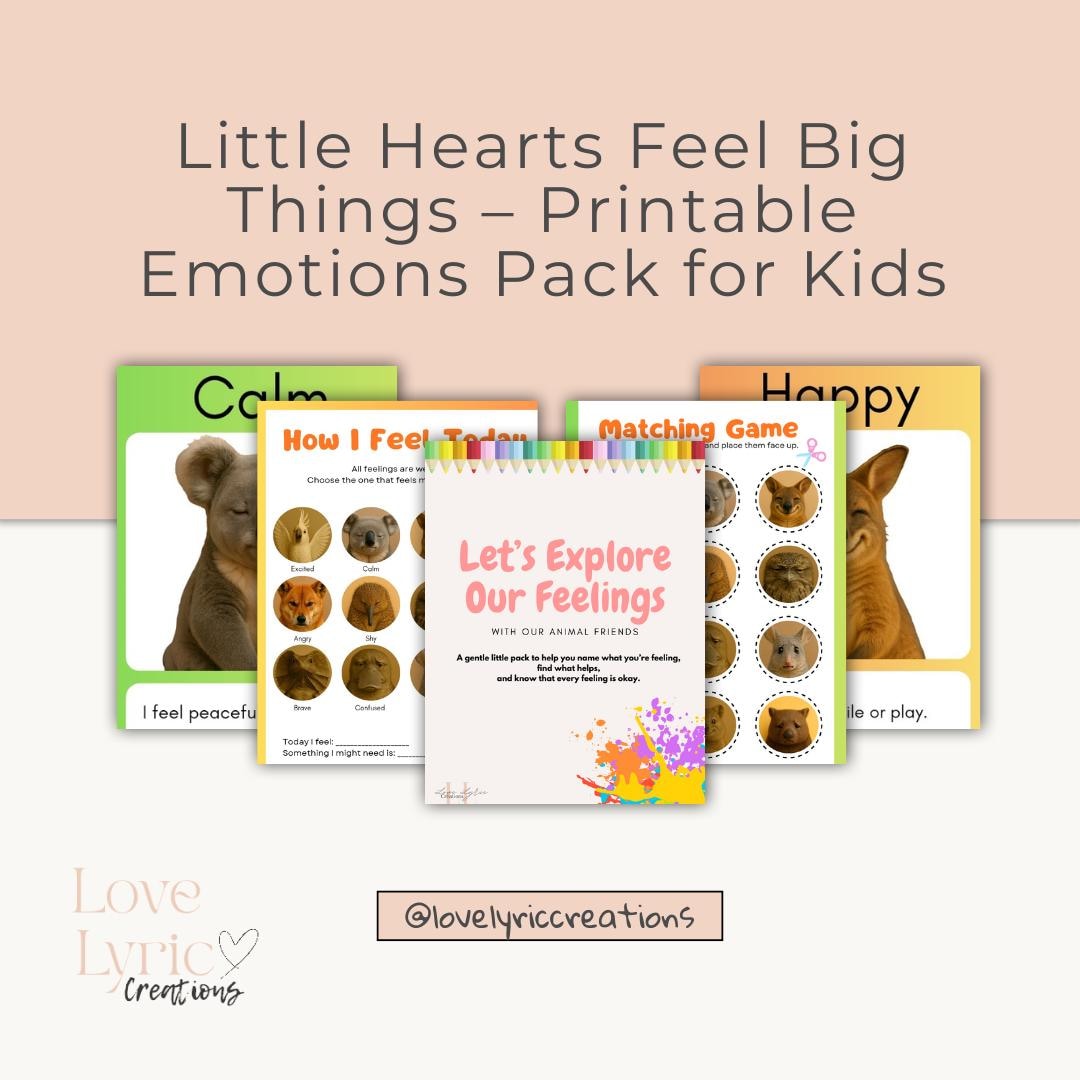 Animal Feelings Cards: Kids Emotions Pack, Colouring Pages (digital ...