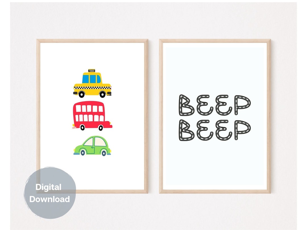 Beep Beep! Bus Taxi Car Digital Digital Print for Nursery or Playroom ...