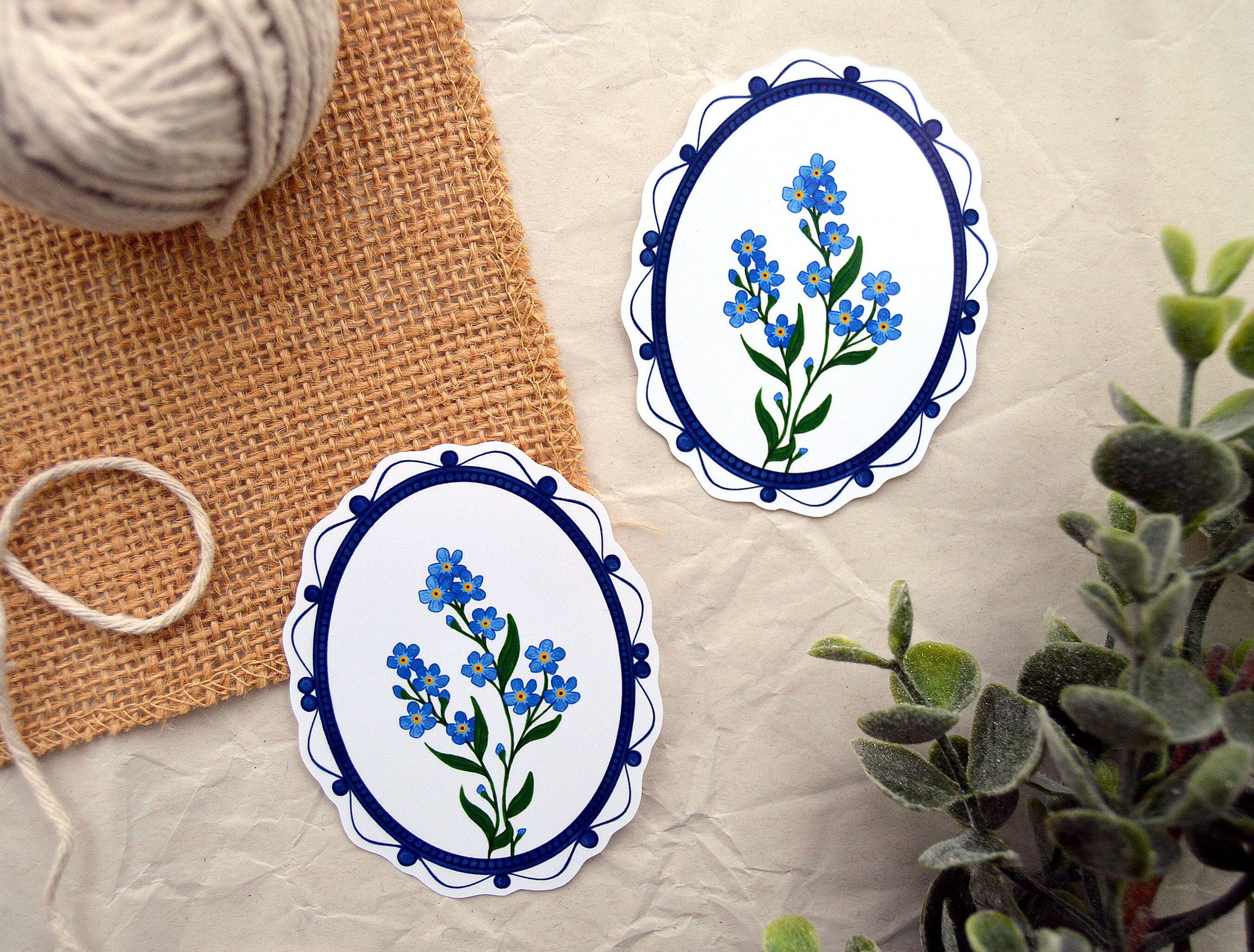 Forget-me-not Flower Frame Die Cut Vinyl Waterproof Single Sticker ...
