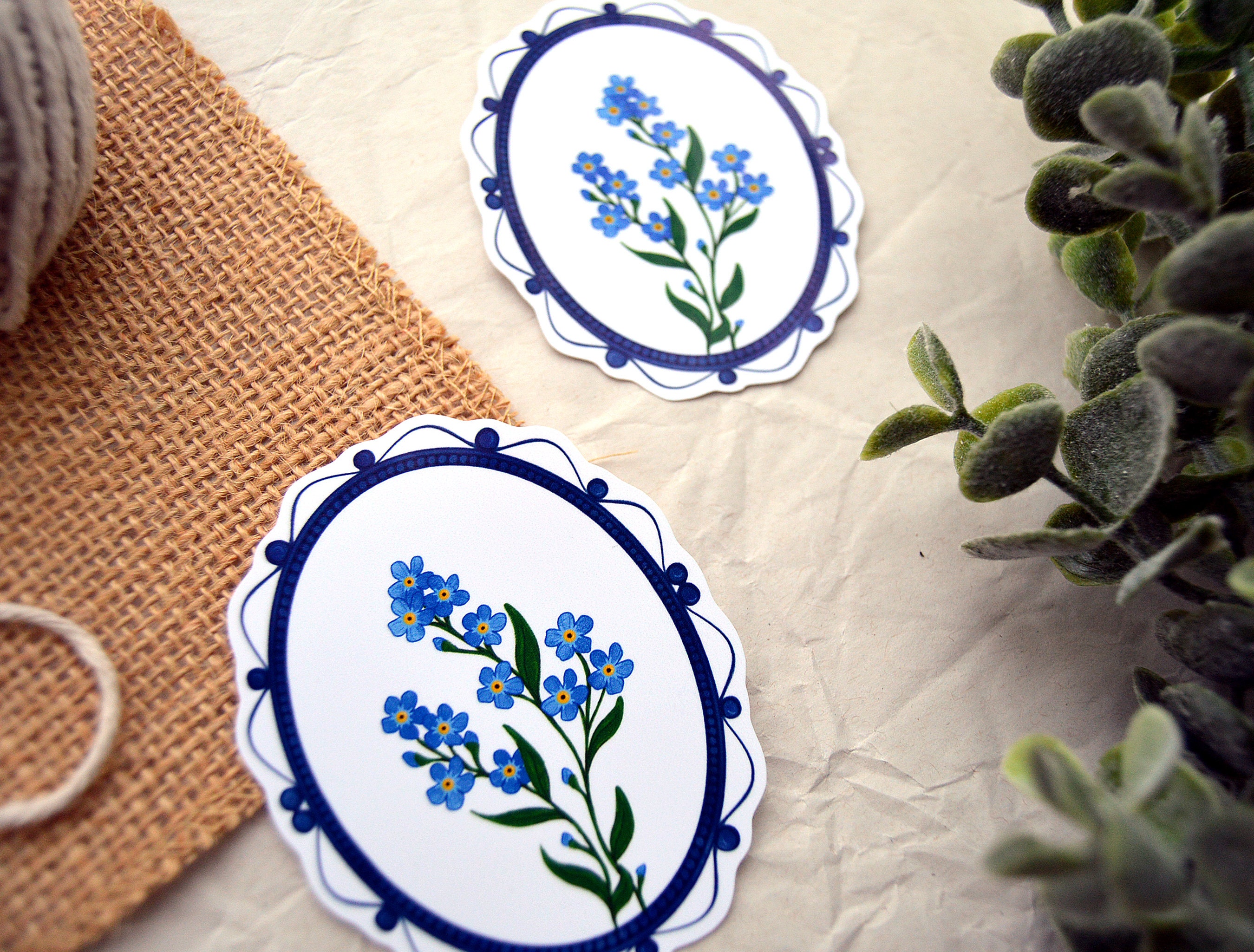 Forget-me-not Flower Frame Die Cut Vinyl Waterproof Single Sticker ...