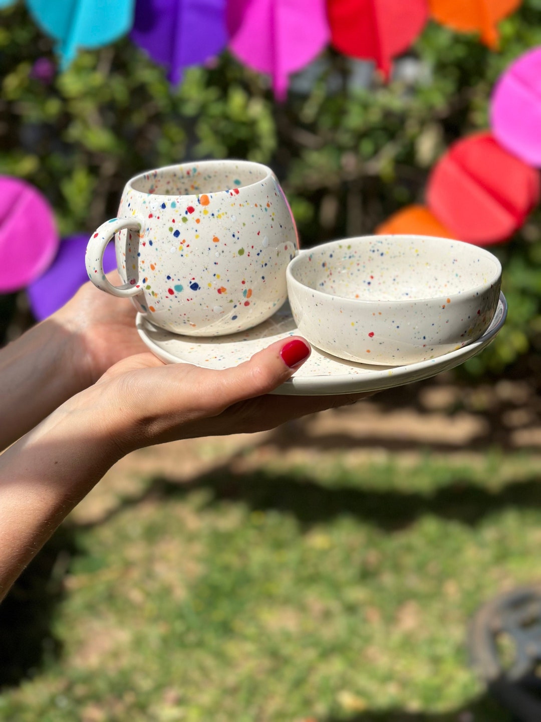 Dish I Ceramic Breakfast Set for 2 People I Crockery Gift for Christmas ...