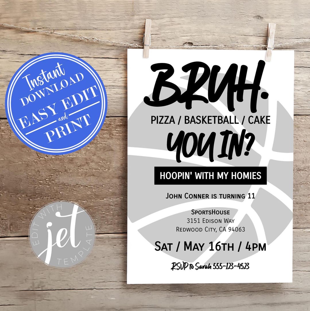 Basketball Birthday Invitation 5x7 | Basketball Party Invite | Baller ...