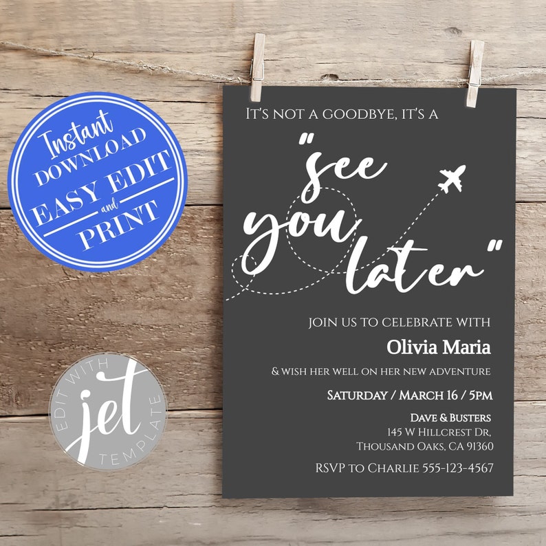 Farewell Going Away Invitation 5x7 | We're Moving Funny Goodbye Party Invite | Modern Going Away ...