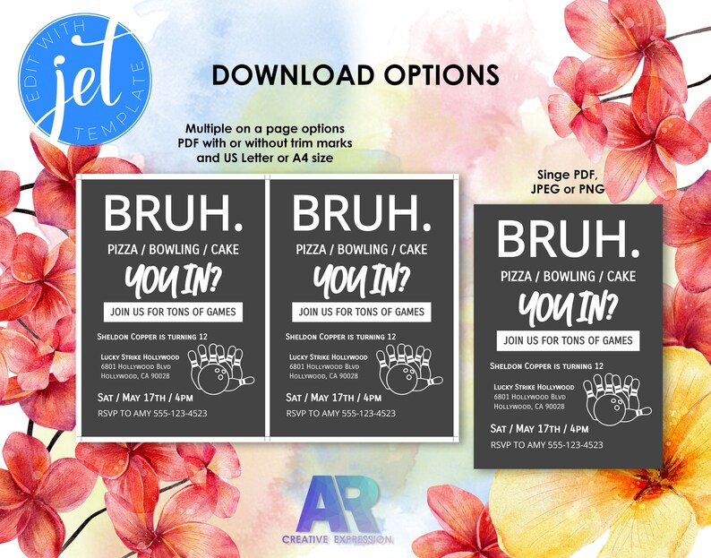 Bowling Birthday Invitation 5x7 | Bowling Birthday Party | Arcade ...