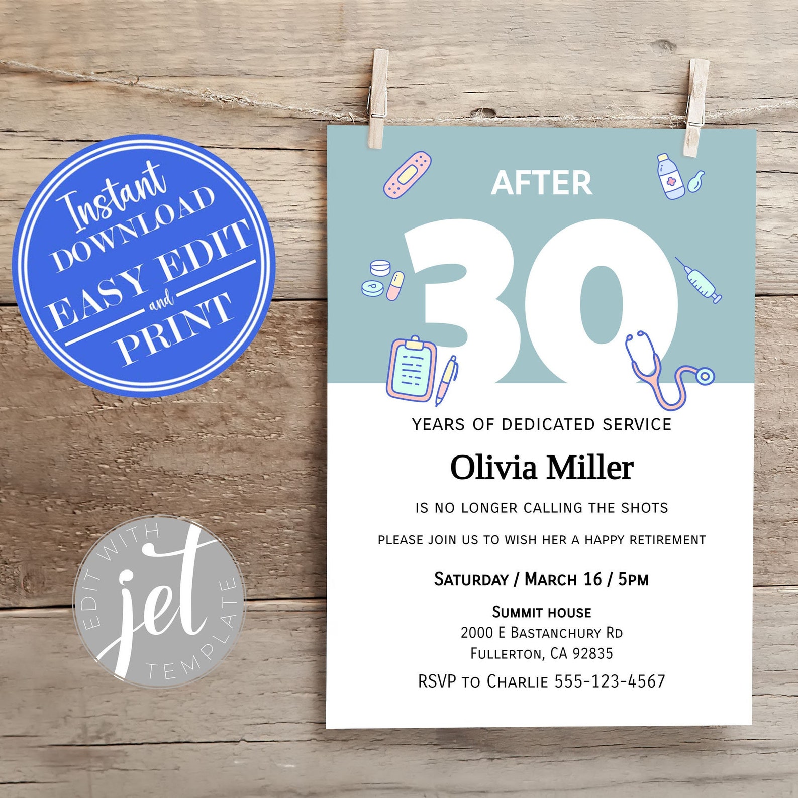 Nurse Retirement Party Invitation 5x7 | Modern Retirement Invite ...