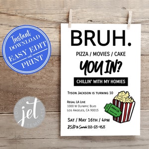Movie Birthday Party Invitation 5x7 | Movie Theater Birthday | Movie ...