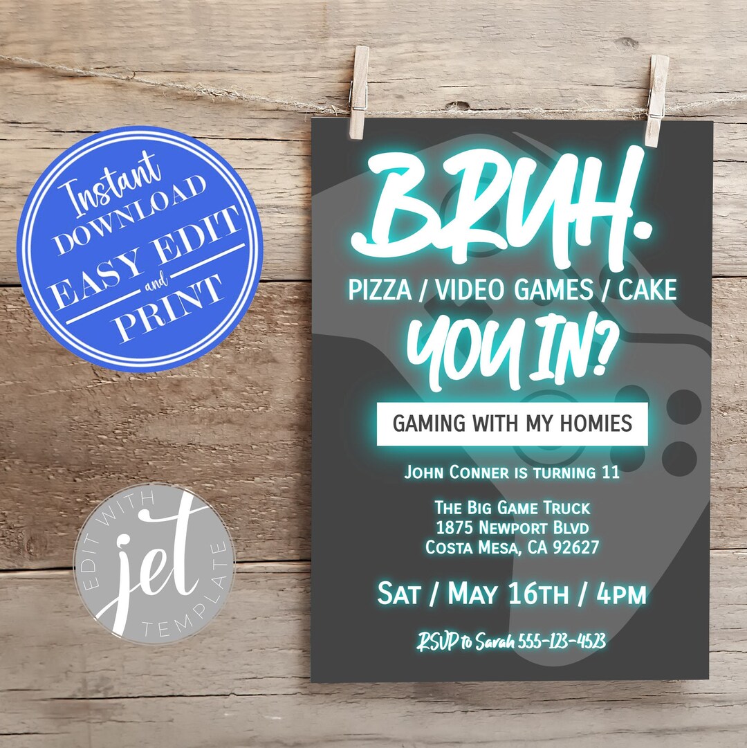 Video Game Birthday Invitation 5x7 | Gamer Birthday Party | Video Game ...