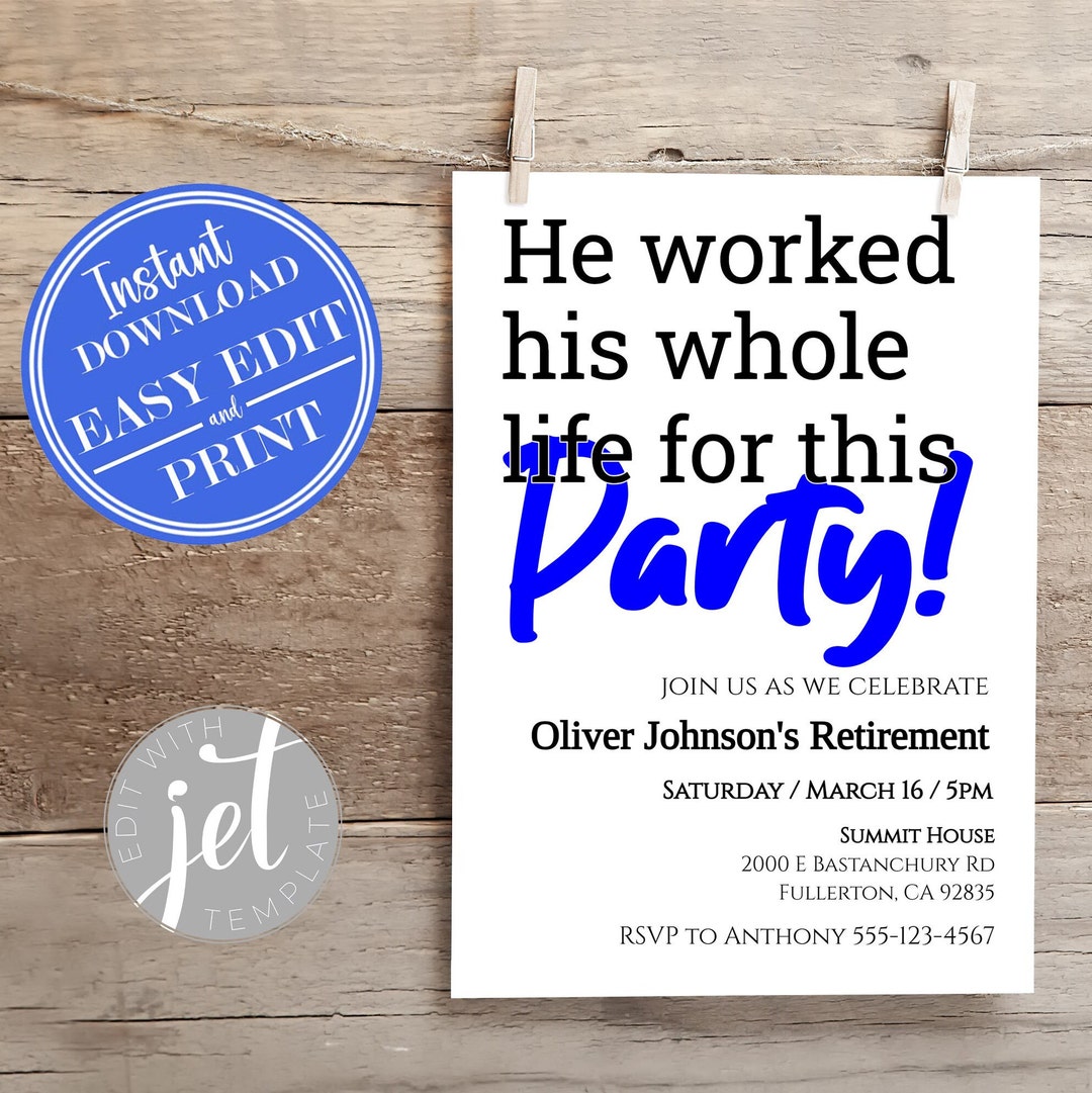 Retirement Party Invitation 5x7 | Modern Retirement Party Invite ...