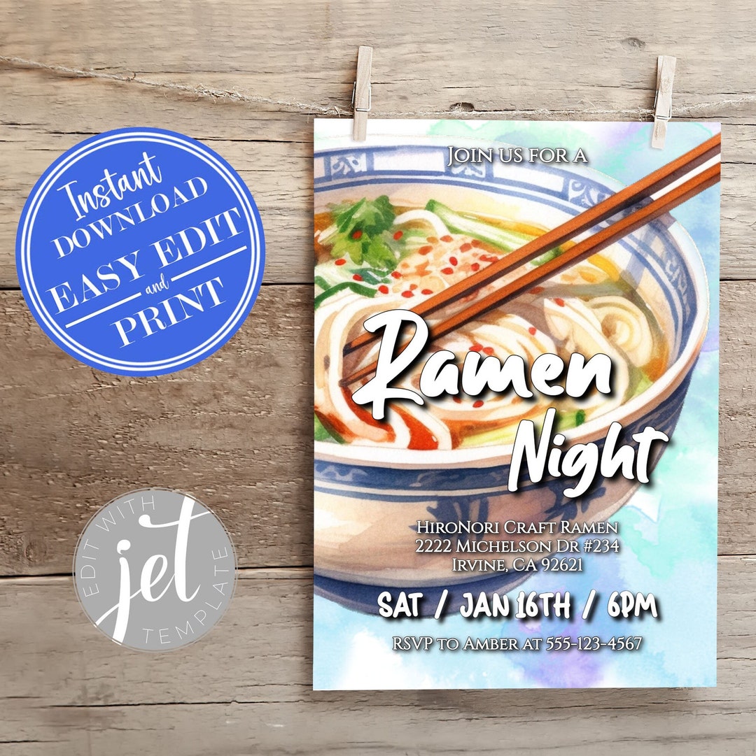 Ramen Night Invitation 5x7 | Celebration Party Invite | Dinner Party ...