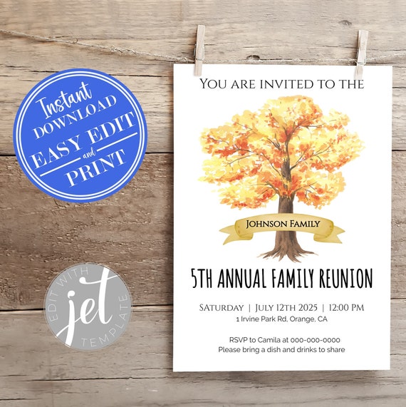 Family Reunion Invitation Template Family Reunion Pary - Etsy