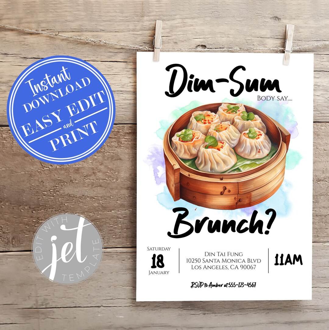 Dim Sum Invitation 5x7 | Celebration Party Invite | Brunch Party Invite ...