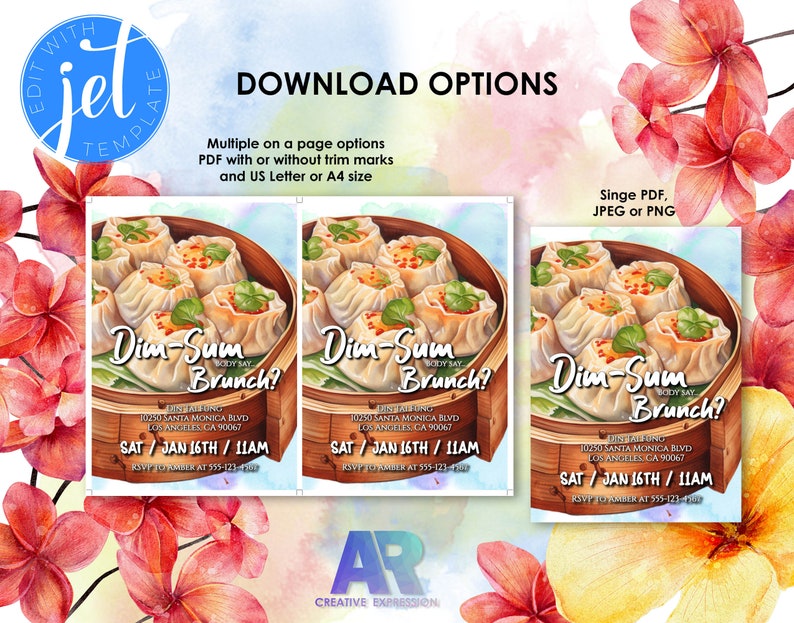 Dim Sum Invitation 5x7 | Celebration Party Invite | Brunch Party Invite ...