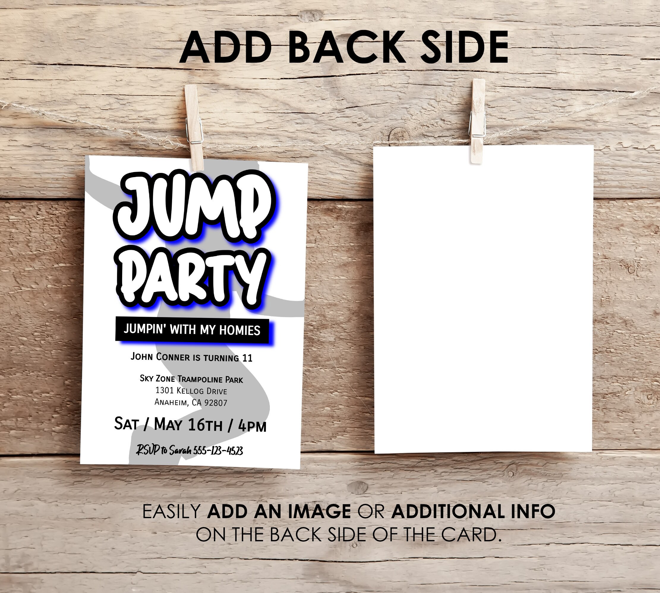 Jump Birthday Invitation 5x7 | Trampoline Birthday Party | Bounce House ...