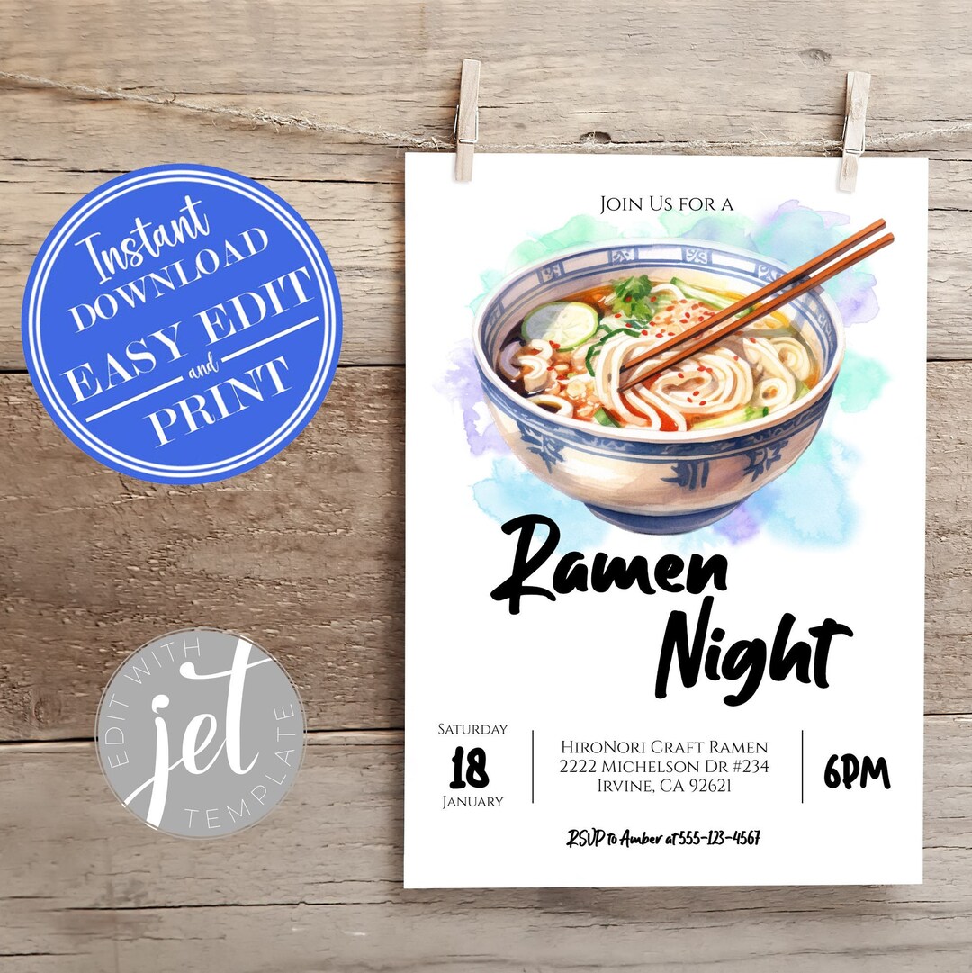 Ramen Night Invitation 5x7 | Celebration Party Invite | Dinner Party ...