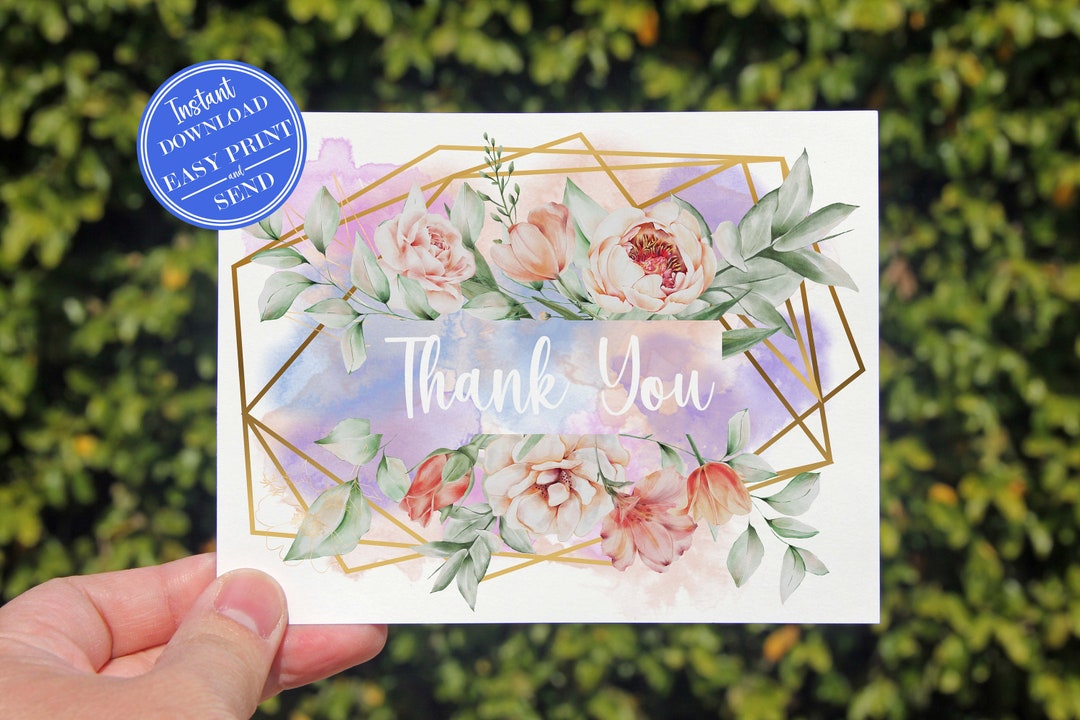 Printable Thank You Card, Digital Thank You Card, Instant Download Card ...